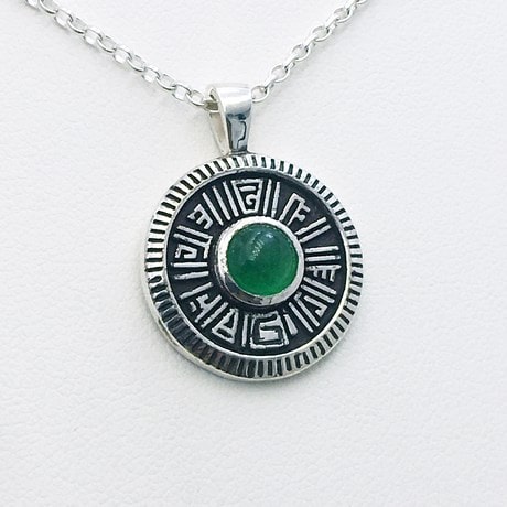 Aztec Jade Pendant in Sterling Silver