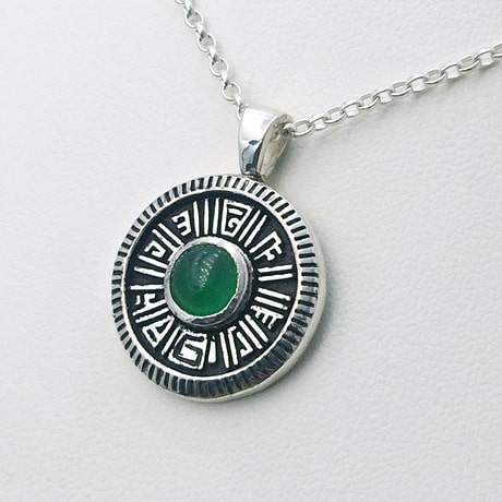 Aztec Jade Pendant in Sterling Silver