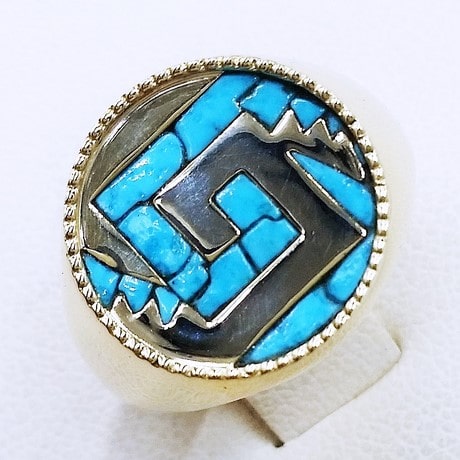 Aztec Ring with Turquoise Stone