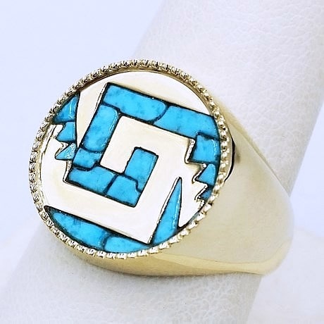 Aztec Ring with Turquoise Stone