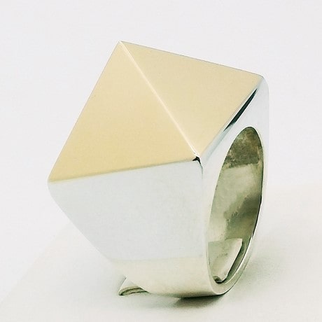 Men's Pyramid Ring in Gold & Silver