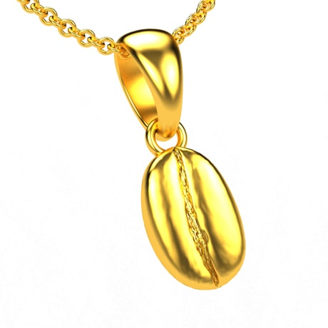 Solid Gold Coffee Bean Necklace
