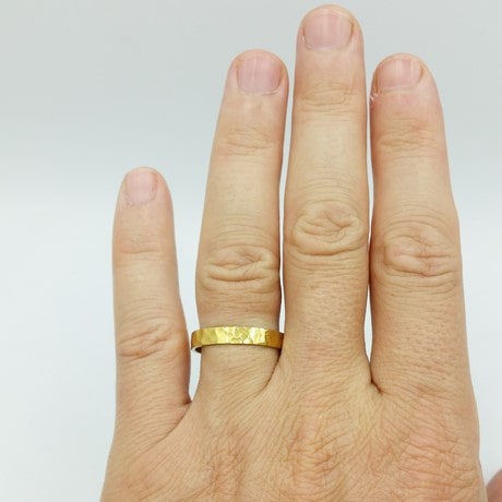 24k Gold Hammered Engagement Ring