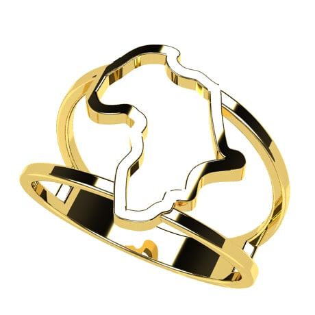 African Map Ring for Men in 18k Gold
