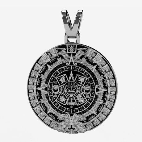 Aztec Calendar Necklace in Silver