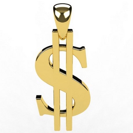 Dollar Sign Pendant in 18k Gold