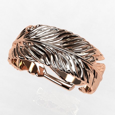 Feather ring in 18-karats gold